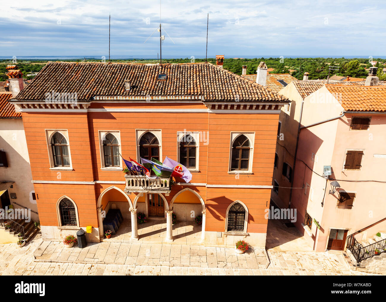View of the city hall palace of Bale - Valle, Istria. Croatia Stock ...