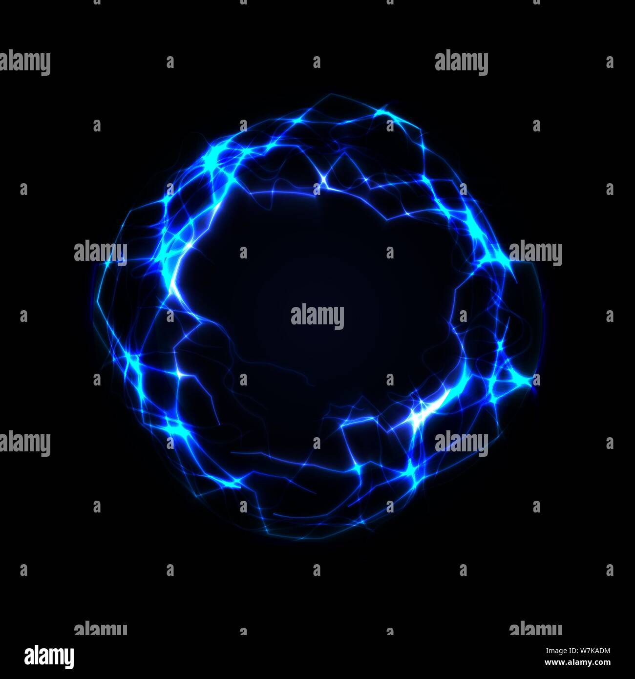Blue Shining Lightning round frame. Voice signal visual. Music ...