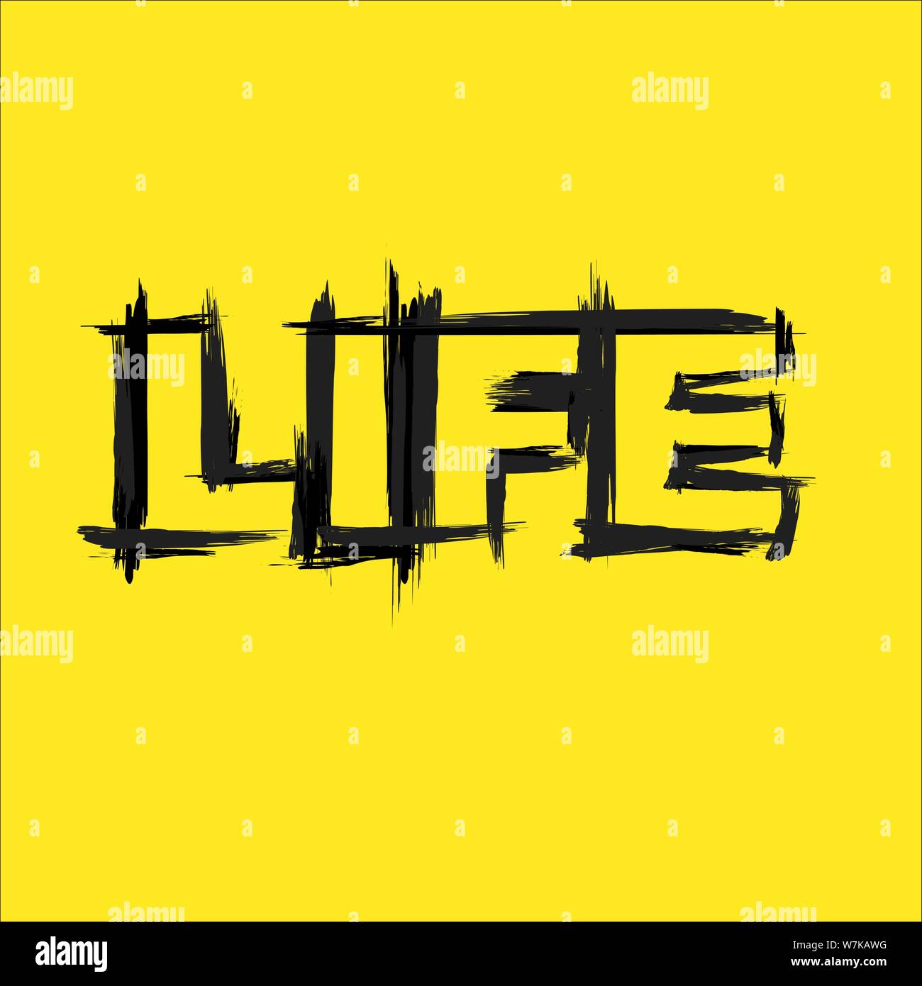 Black grunge outline word life isolated on yellow background Stock ...