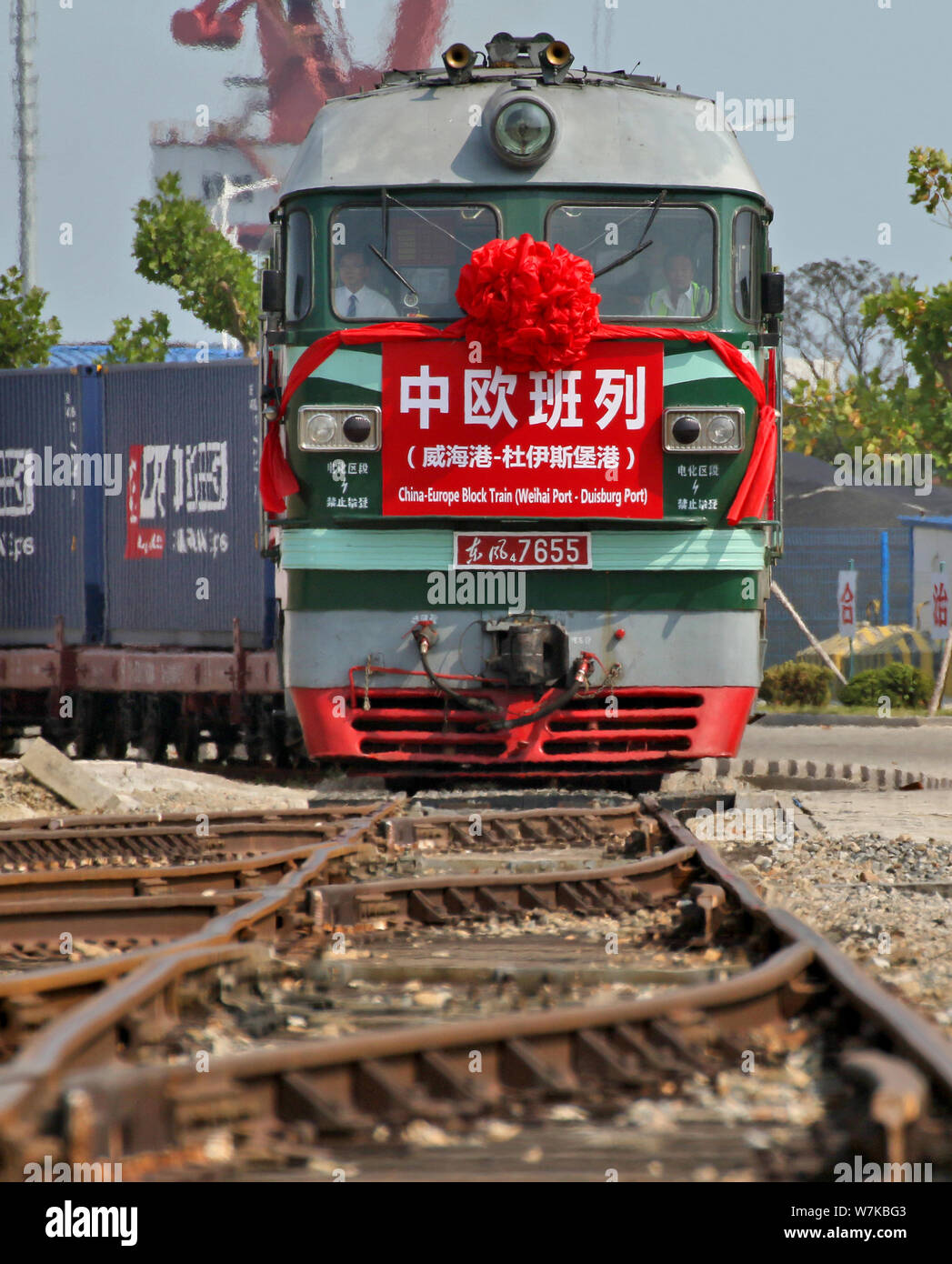 The first freight train of China Railway Express running from Weihai to ...