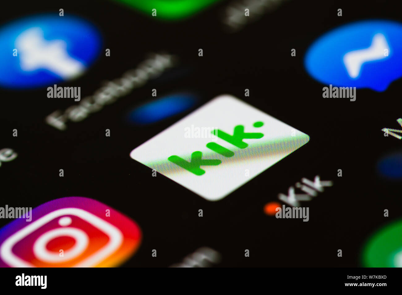 Bangkok, Thailand, August 7, 2019: Kik messenger application icon on ...