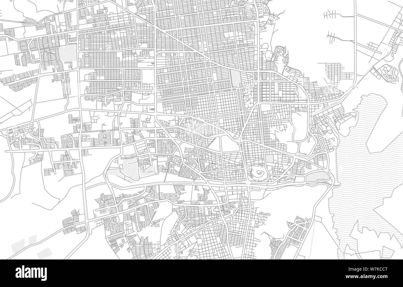 Hermosillo, Sonora, Mexico, bright outlined vector map with bigger and ...