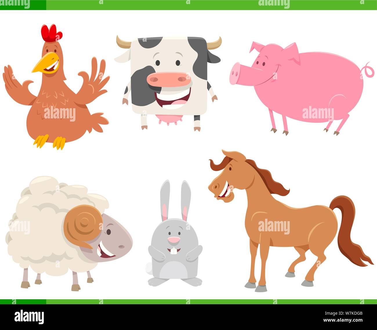 Cartoon Illustration of Funny Farm Animal Comics Characters Set Stock ...