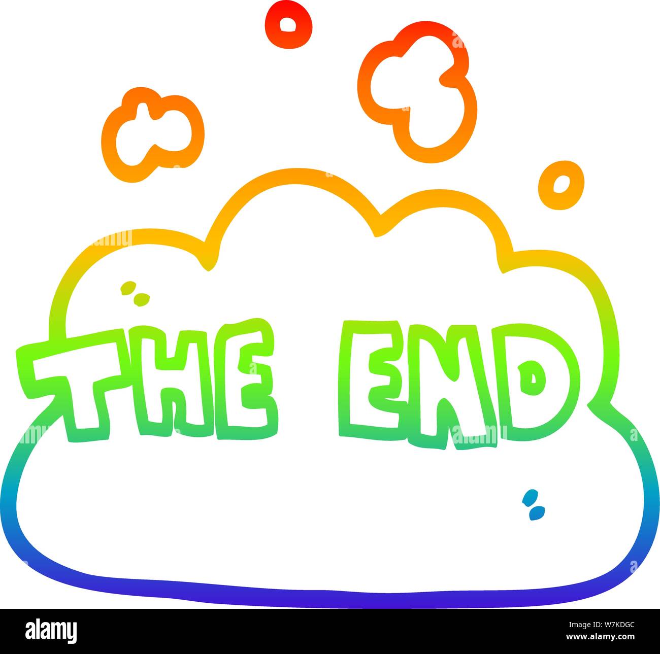 rainbow gradient line drawing of a cartoon the end font Stock Vector ...