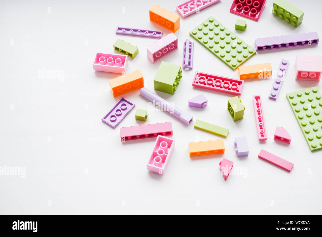 Creative building out of bright constructor bricks.plastic toy building ...