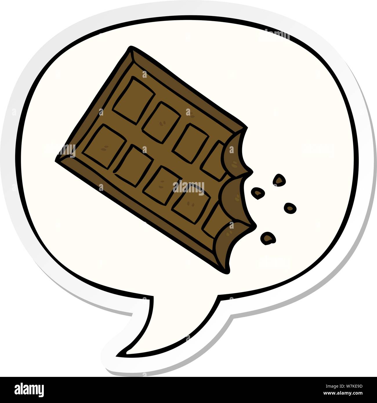 cartoon bar of chocolate with speech bubble sticker Stock Vector Image ...
