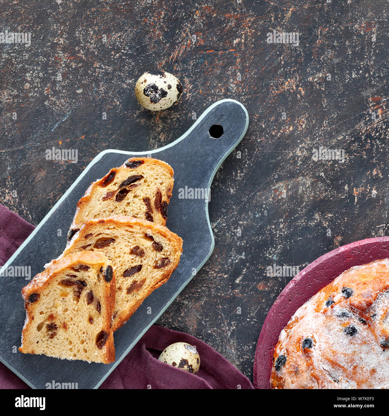 Easter Bread (Osterbrot in German). Top view, square composition of ...
