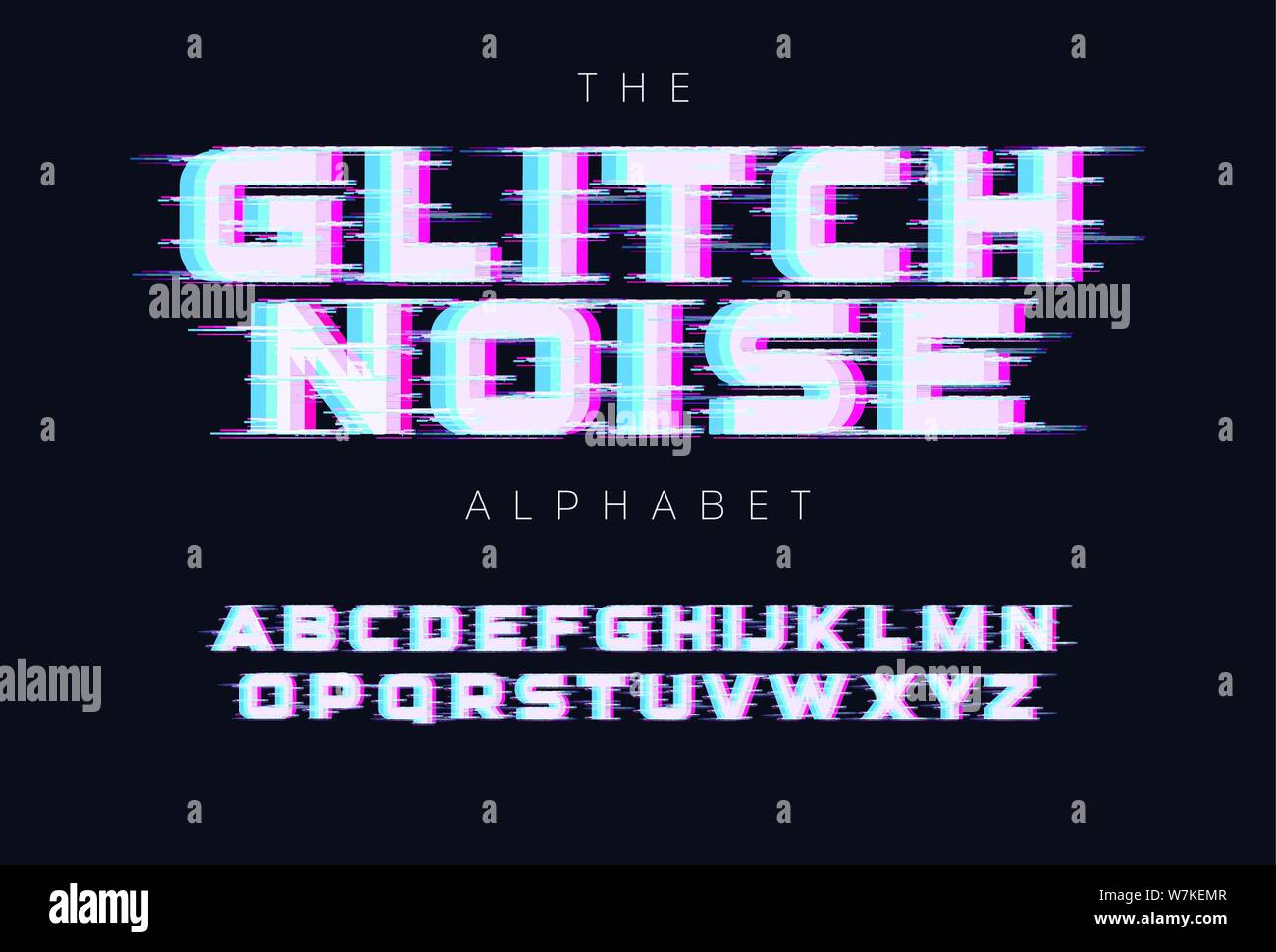 Screen glitches letters set. No signal or bad signal for vector ...