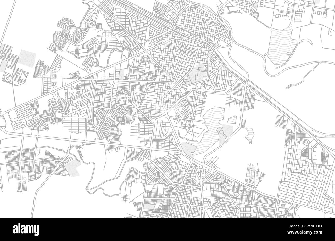 Reynosa, Tamaulipas, Mexico, bright outlined vector map with bigger and ...