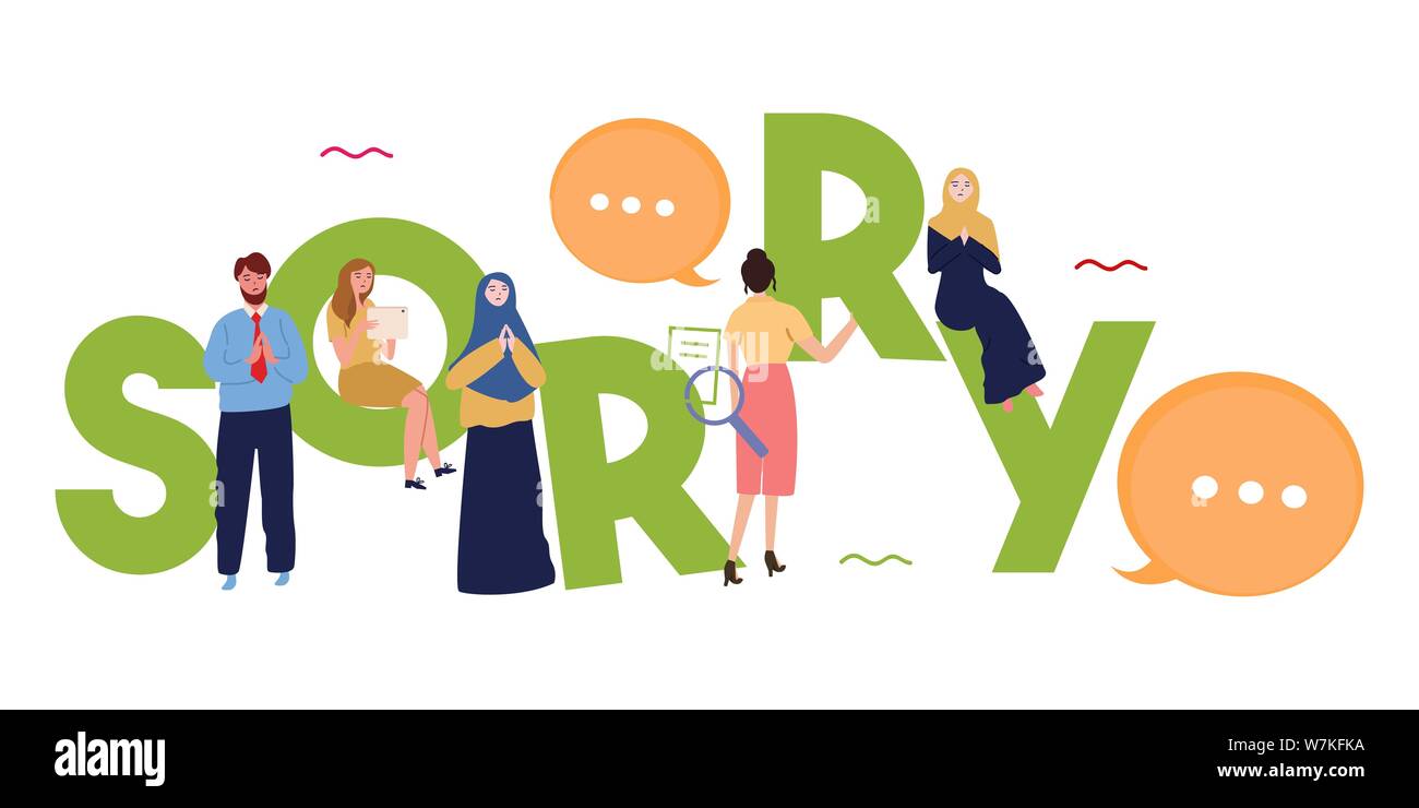 Sorry comic text collection pop art style. vector speech bubble with ...