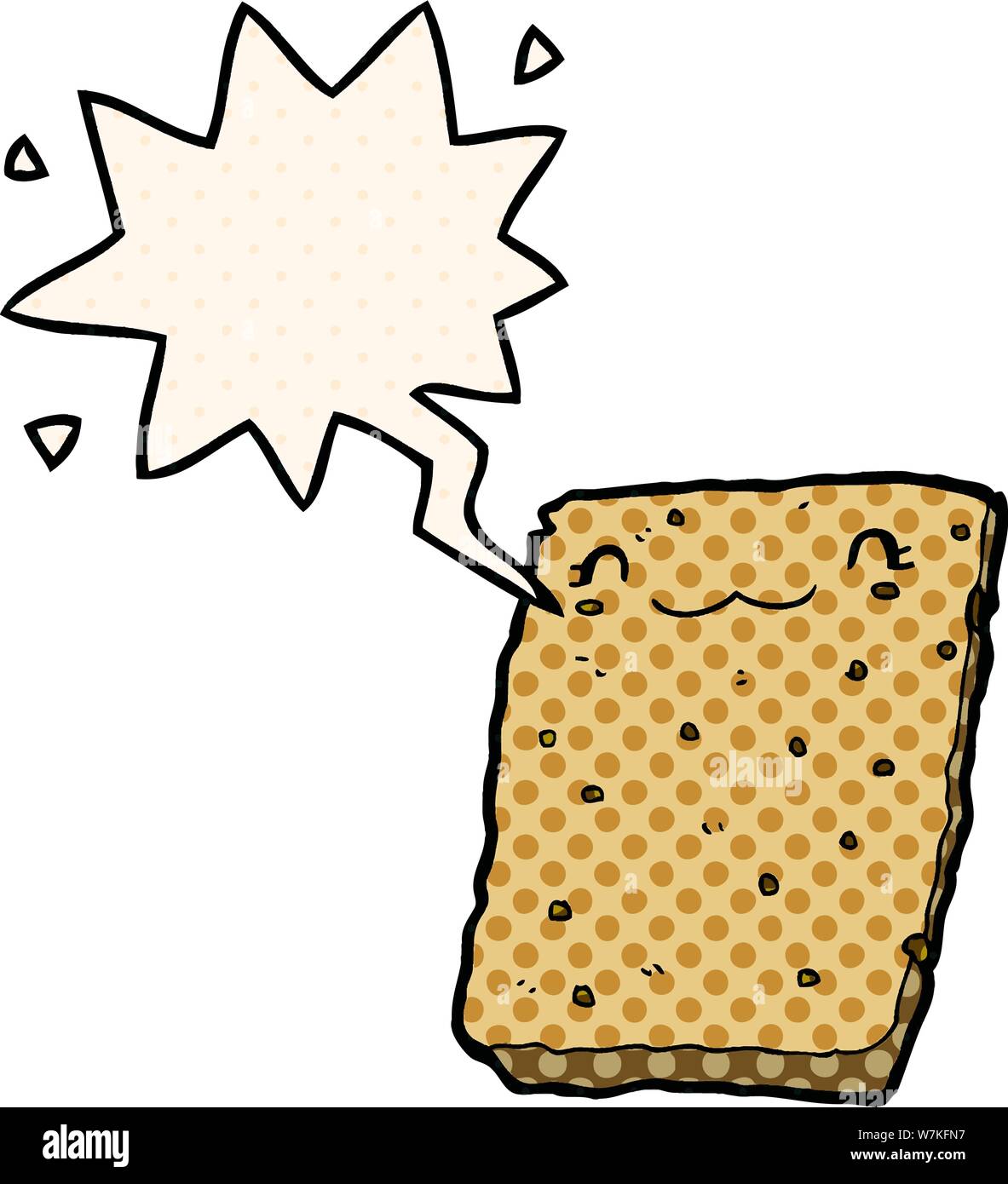 cartoon biscuit with speech bubble in comic book style Stock Vector ...