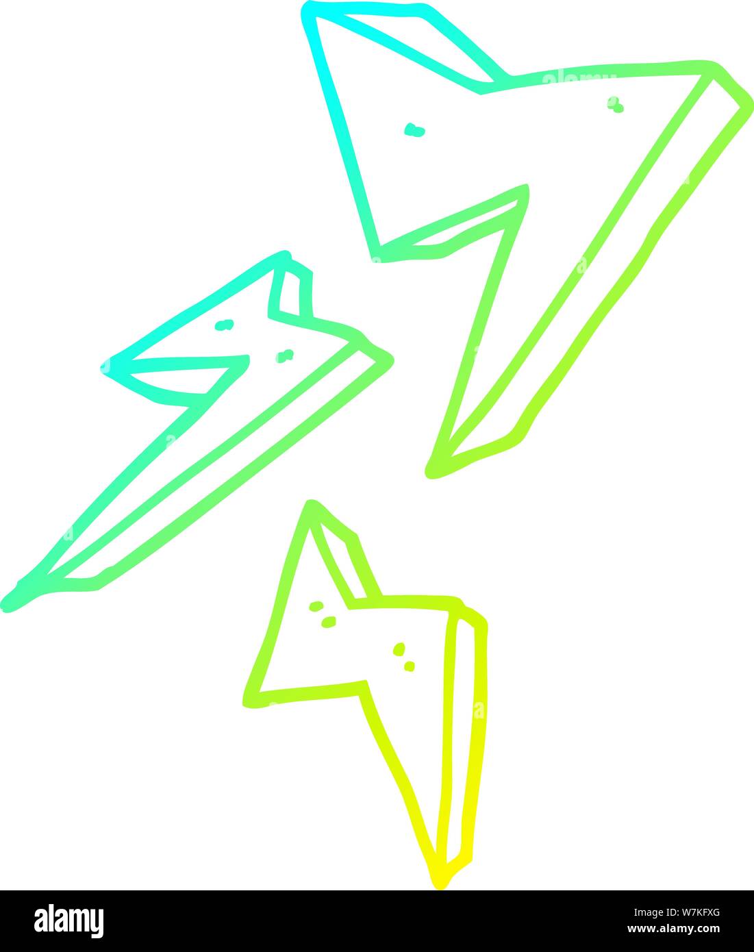 cold gradient line drawing of a cartoon lightning bolt Stock Vector ...