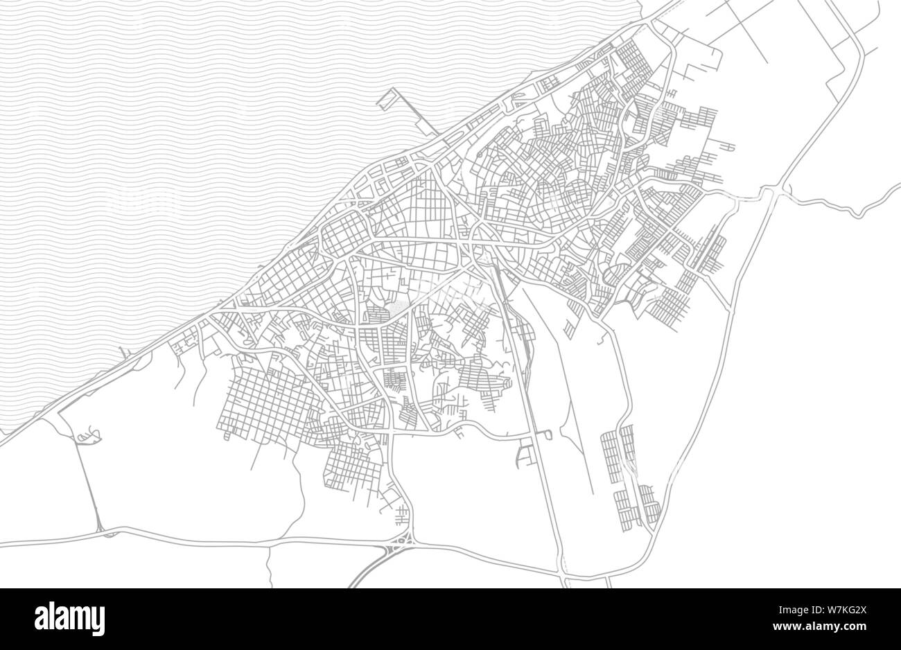 Campeche, Campeche, Mexico, bright outlined vector map with bigger and ...