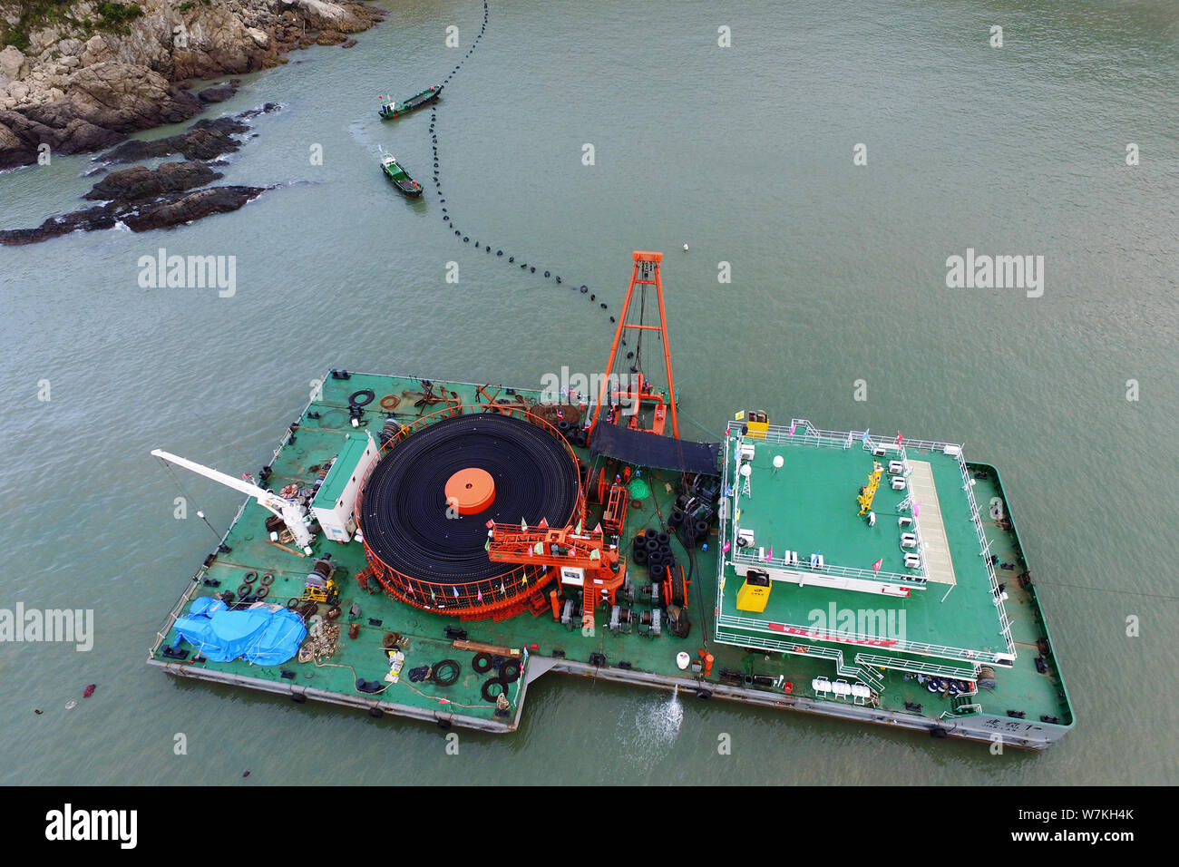 Aerial view of the 150MW Putuo No. 6 offshore wind farm under ...