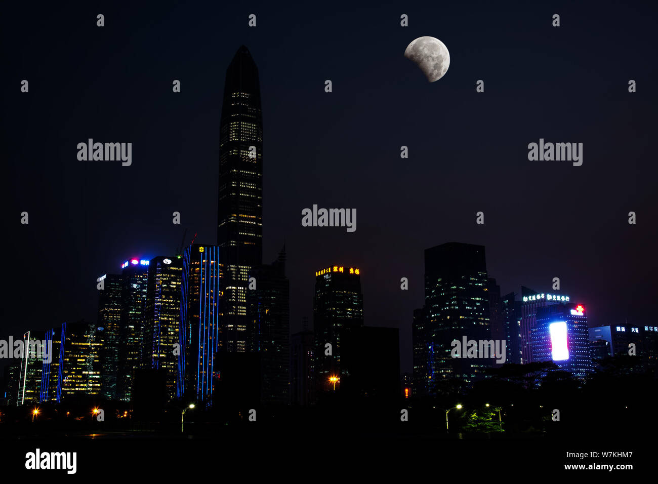 In this composite photo, a portion of the moon crosses into the earth's ...