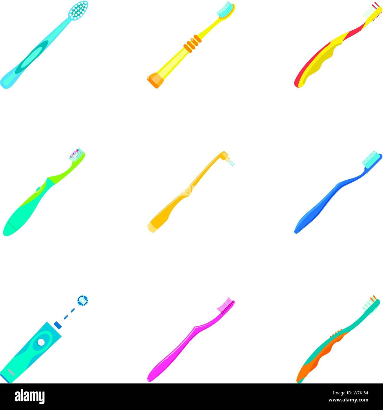 Medical toothbrush icon set. Flat set of 9 medical toothbrush vector ...