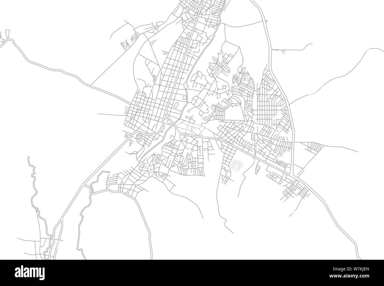 Cuautla, Morelos, Mexico, bright outlined vector map with bigger and minor roads and steets ...