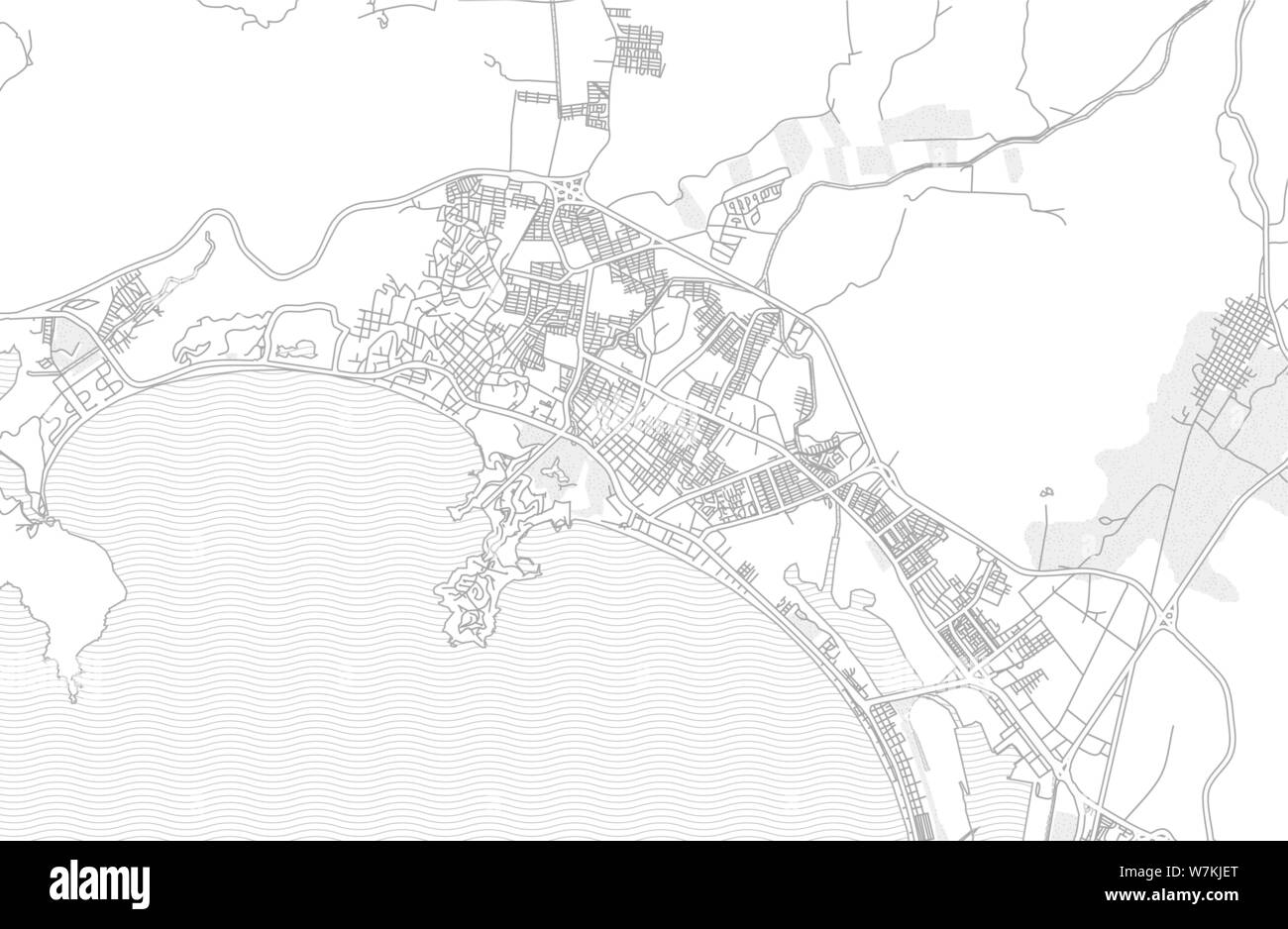 Manzanillo, Colima, Mexico, bright outlined vector map with bigger and ...