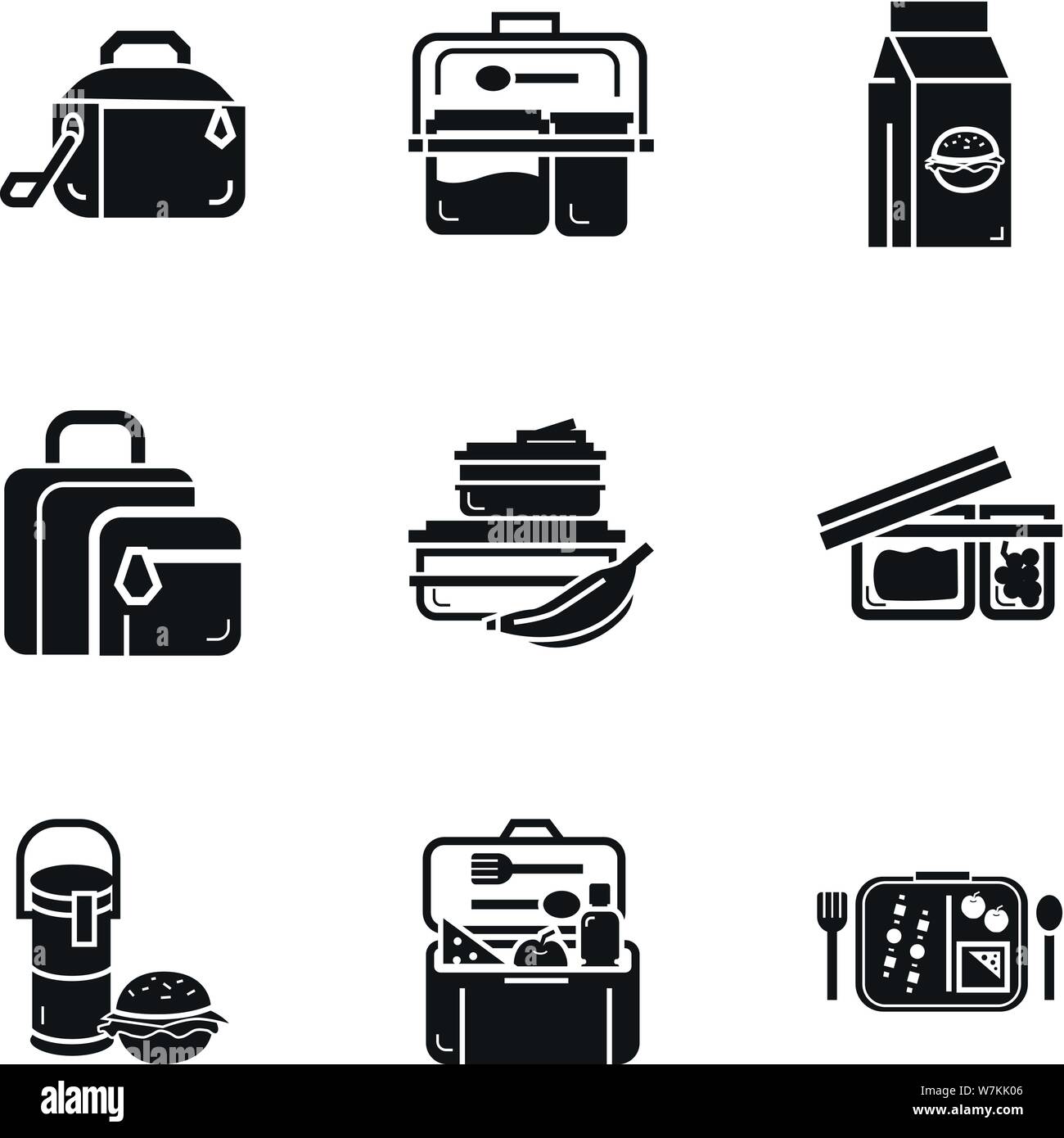 Breakfast box icon set. Simple set of 9 breakfast box vector icons for ...