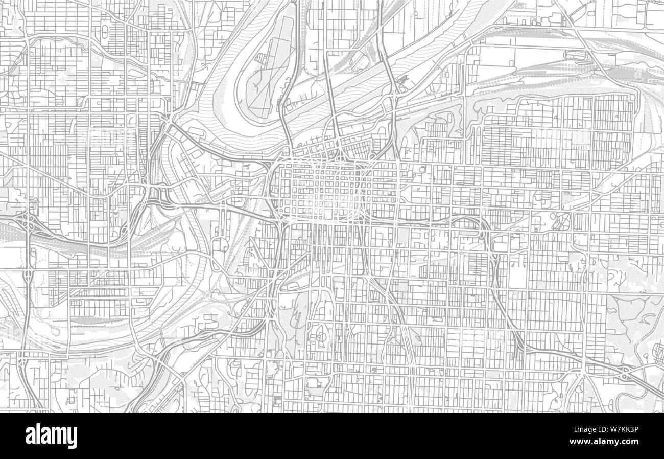 Kansas City, Missouri, USA, bright outlined vector map with bigger and ...