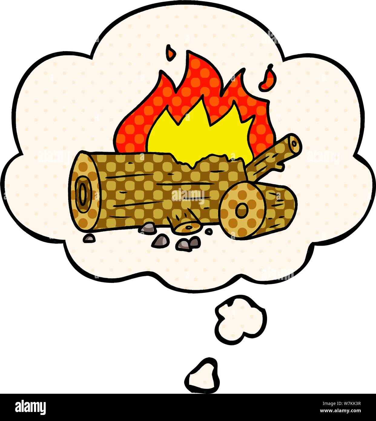 cartoon camp fire with thought bubble in comic book style Stock Vector ...