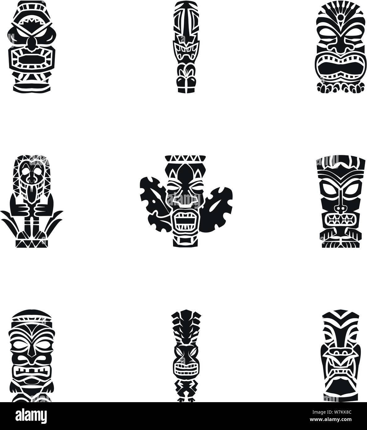 Totem idol icon set. Simple set of 9 totem idol vector icons for web ...