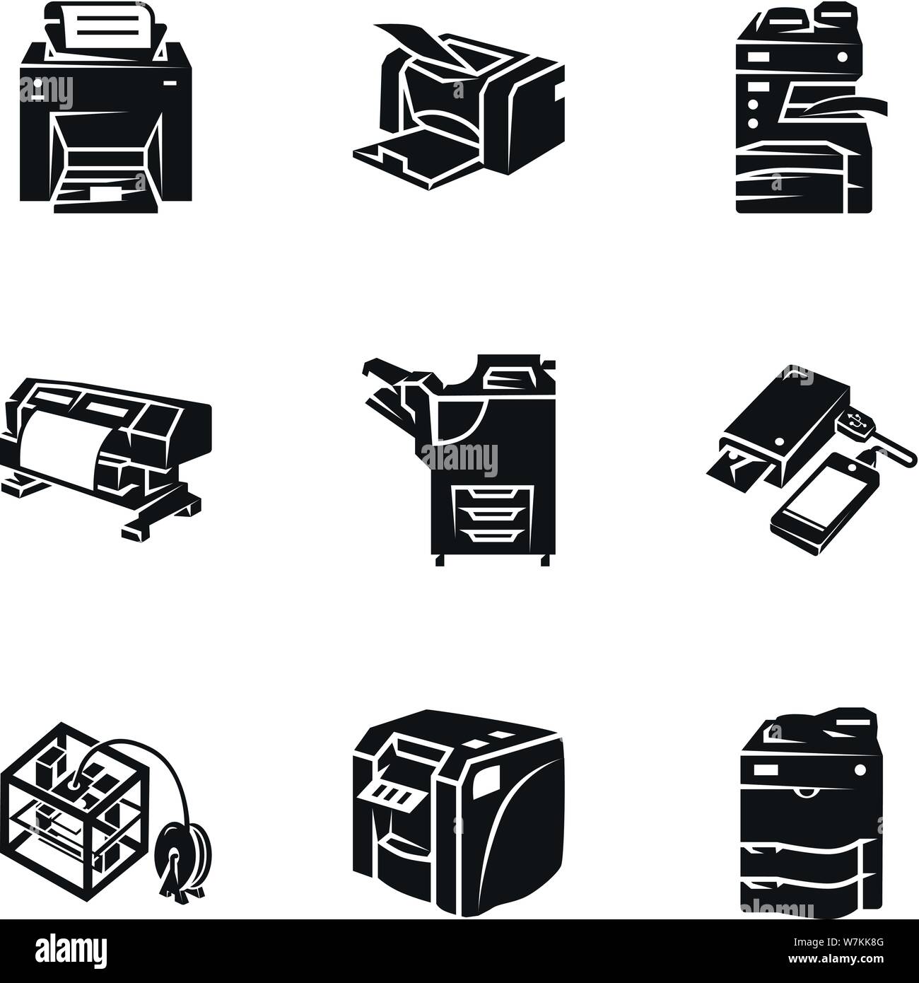 Office printer icon set. Simple set of 9 office printer vector icons ...
