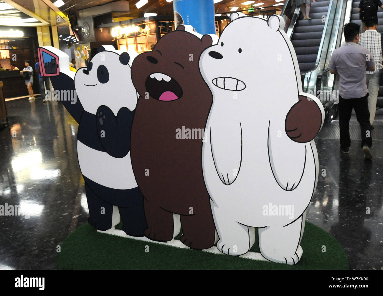 View of signboards of Panda, Grizzly and Ice Bear (from left), main ...
