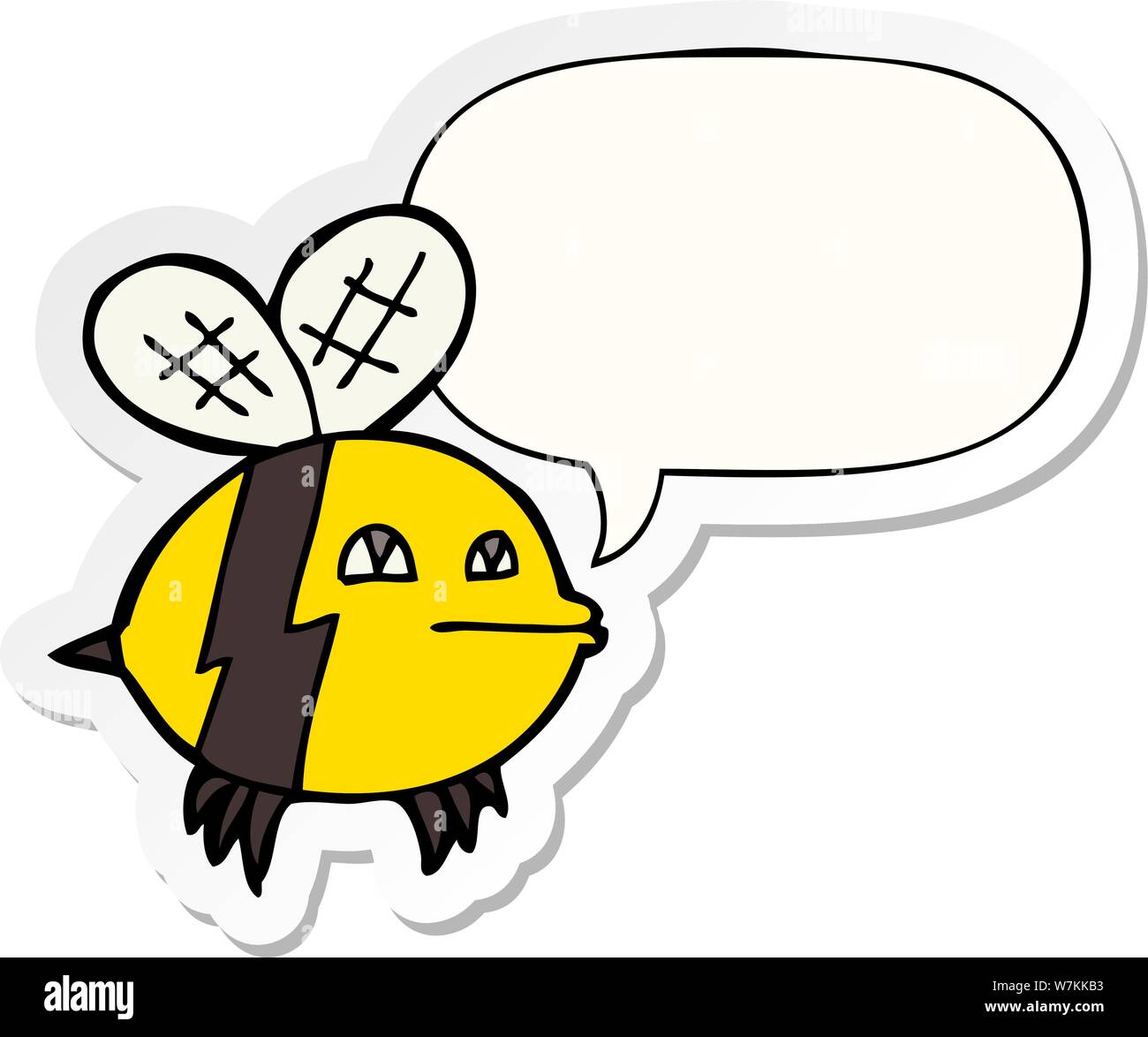 cartoon bee with speech bubble sticker Stock Vector Image & Art - Alamy