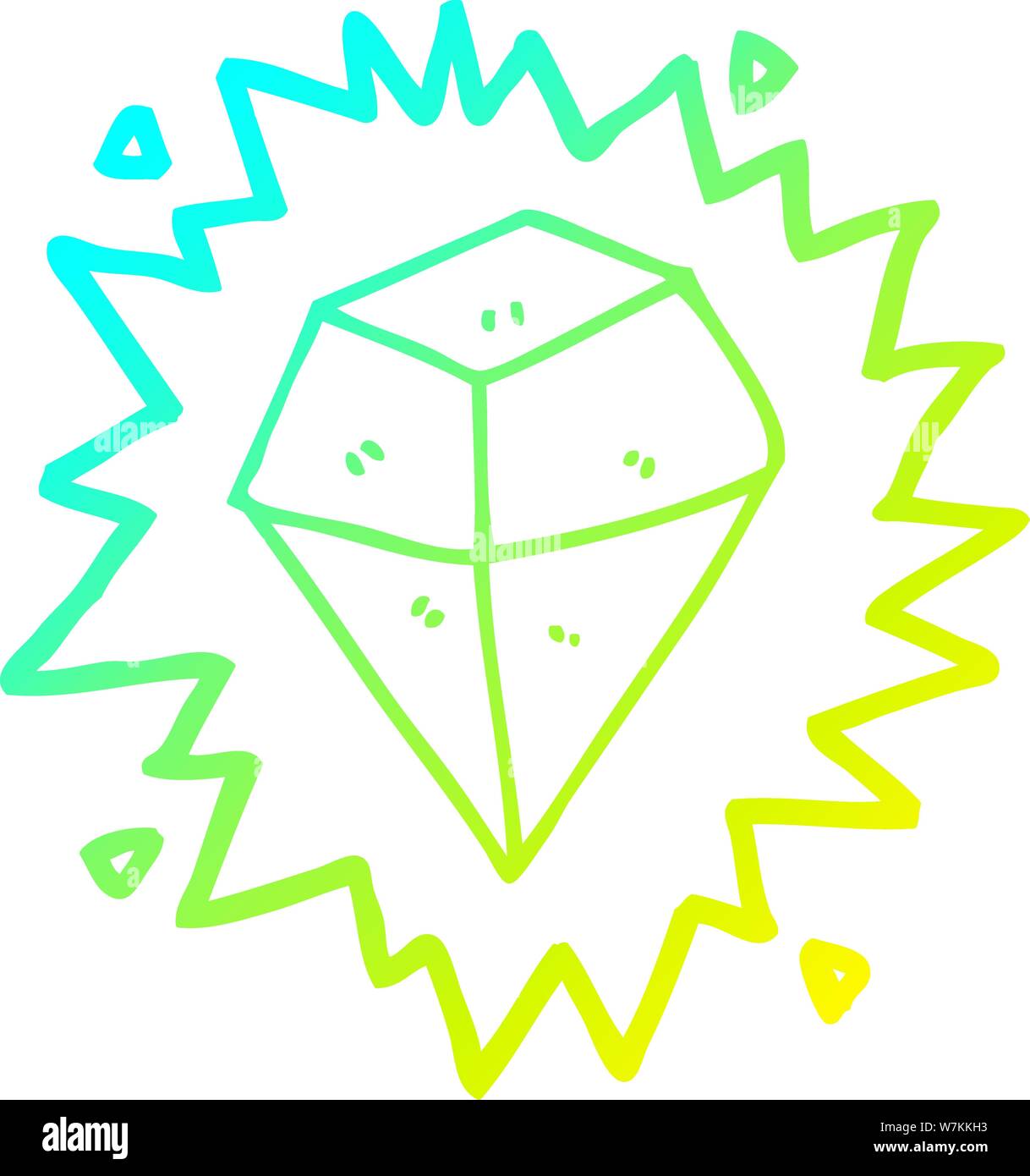 cold gradient line drawing of a cartoon shining crystal Stock Vector ...