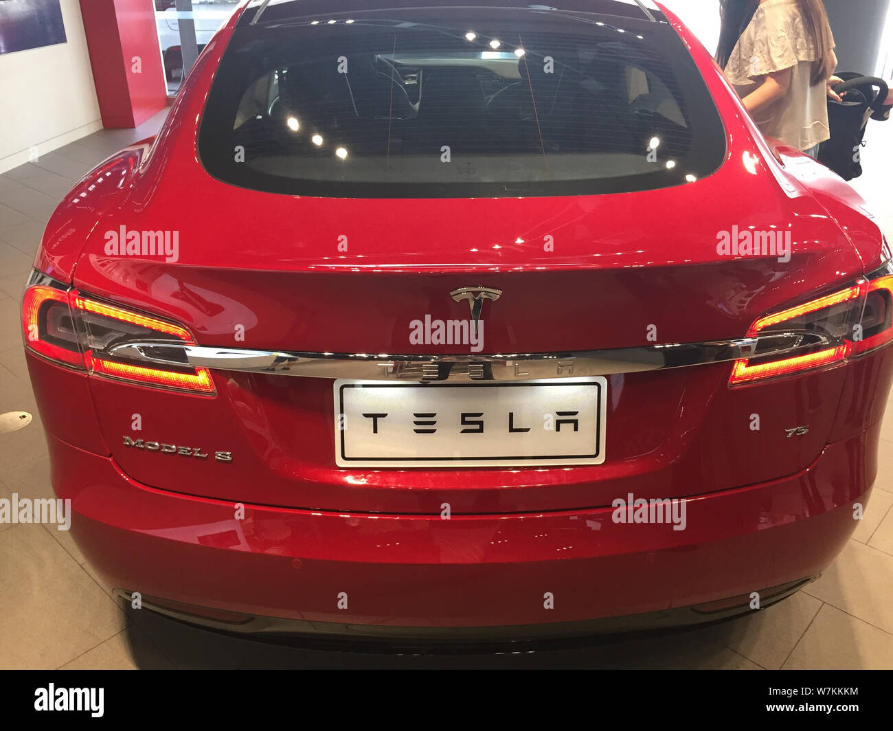 --FILE--A Model S electric car is on display at a dealership store of ...