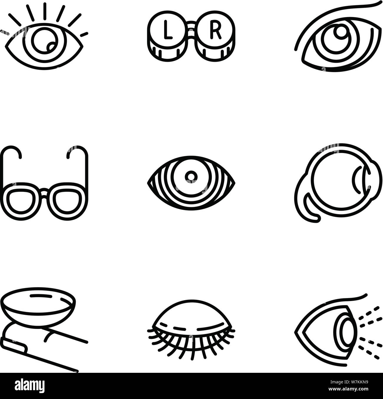 Eye human icon set. Outline set of 9 eye human vector icons for web ...