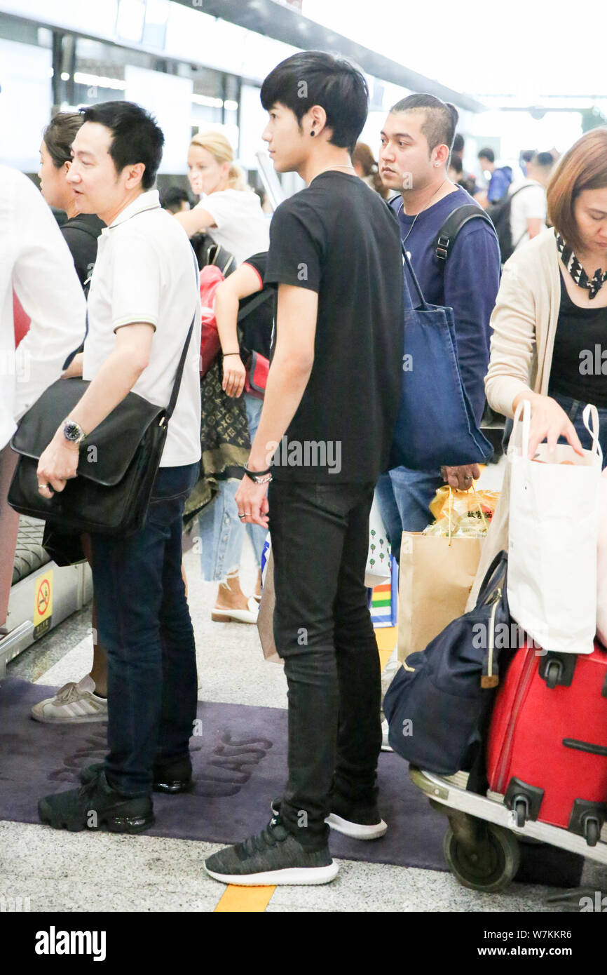 Thai actor Singto, center, is pictured as he arrives at the Beijing ...