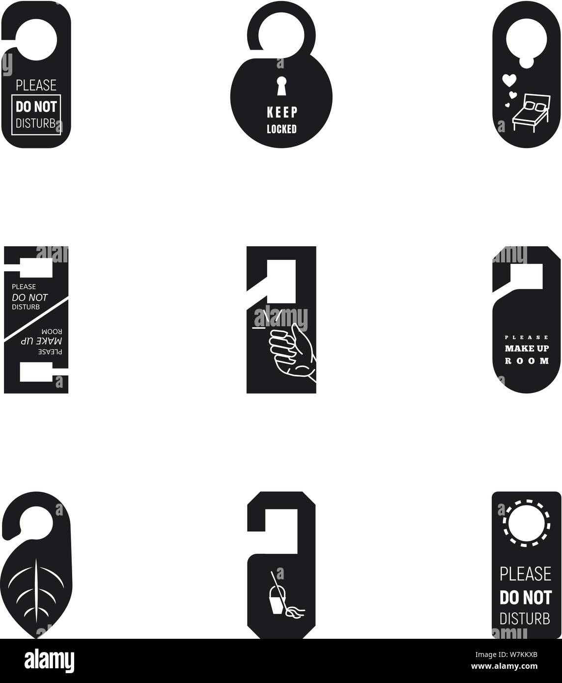 Hotel door tag icon set. Simple set of 9 hotel door tag vector icons ...