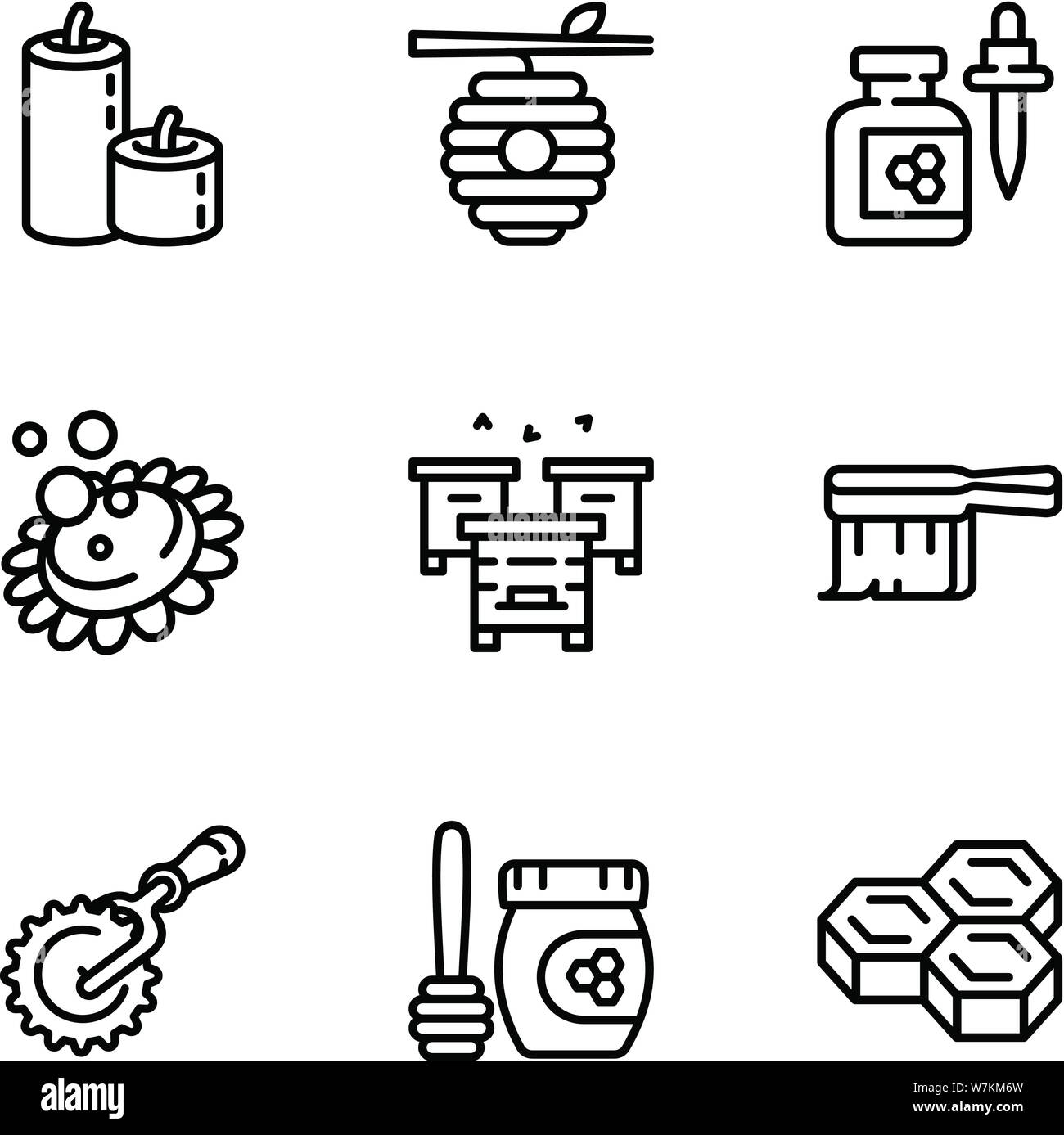 Apiary icon set. Outline set of 9 apiary vector icons for web design ...