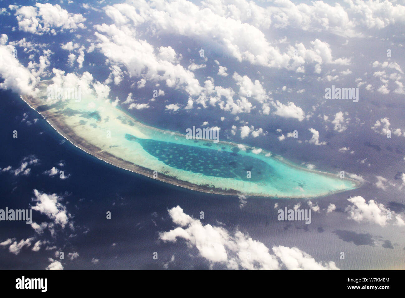 An aerial view of the Xisha Islands, also known as the Paracel Islands ...