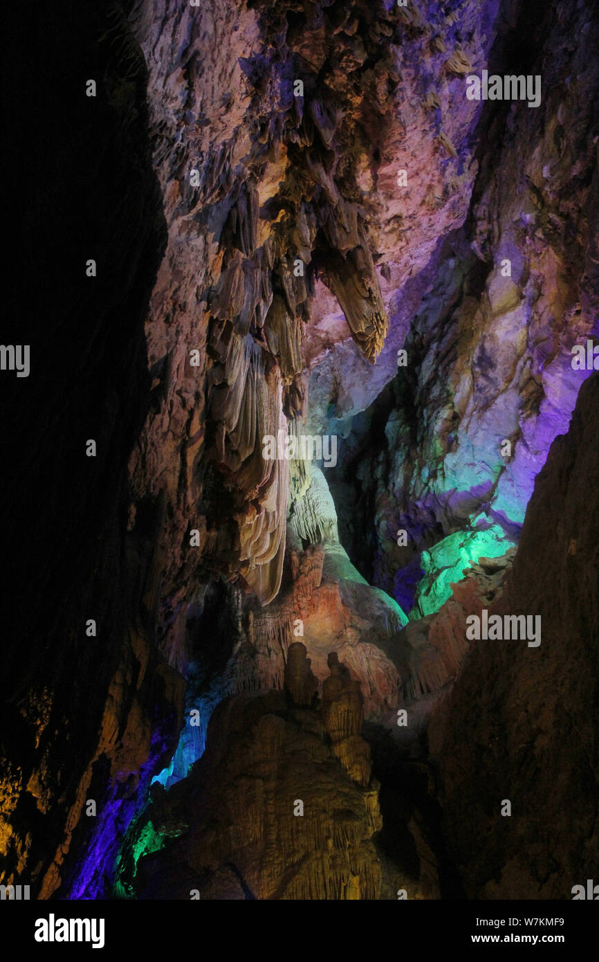 Inside view of the Yinshui cave, the China's longest karst cave about ...