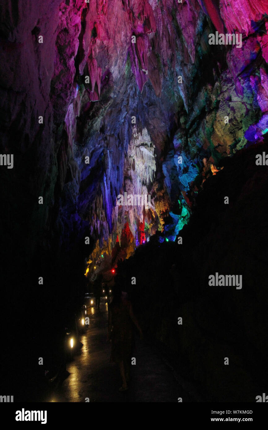Inside view of the Yinshui cave, the China's longest karst cave about ...