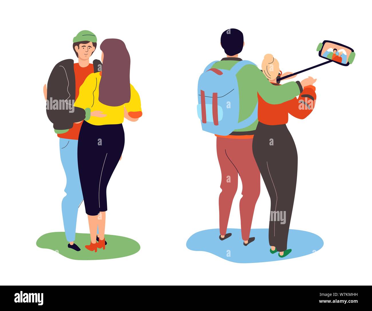 Two couples together illustration Stock Vector Images - Alamy