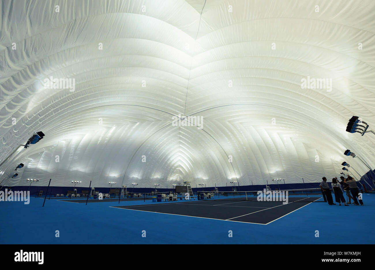 Interior view of the domed smog-free indoor stadium at Zhejiang ...