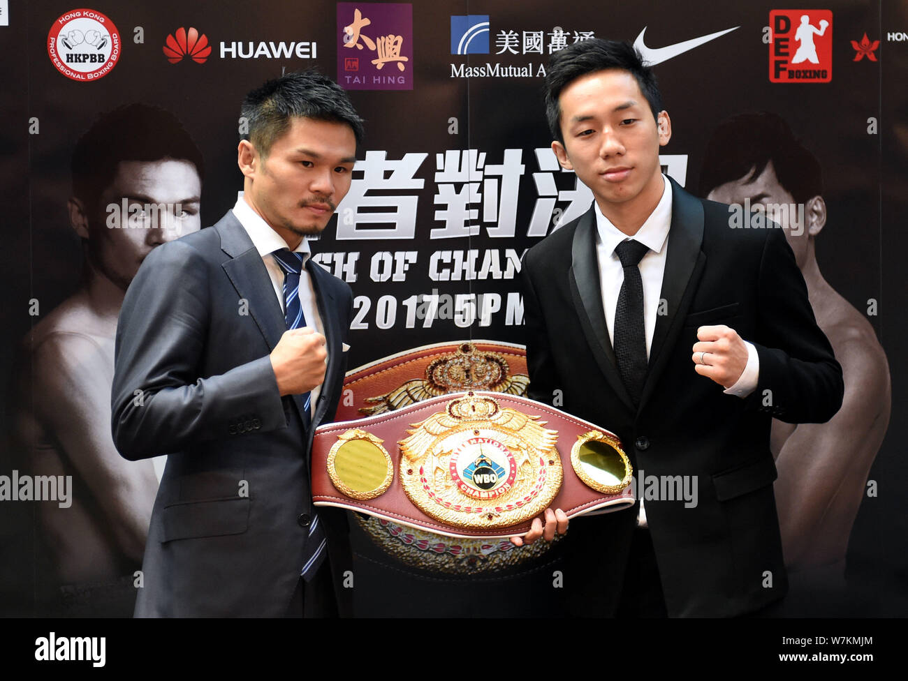 Japanese boxer Kohei Kono, left, and Hong Kong boxing star Rex Tso Sing ...