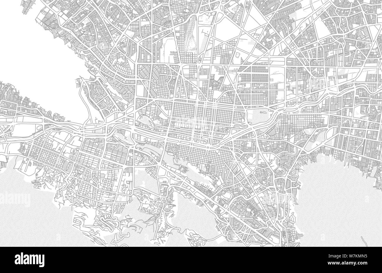 Monterrey, Nuevo León, Mexico, bright outlined vector map with bigger ...