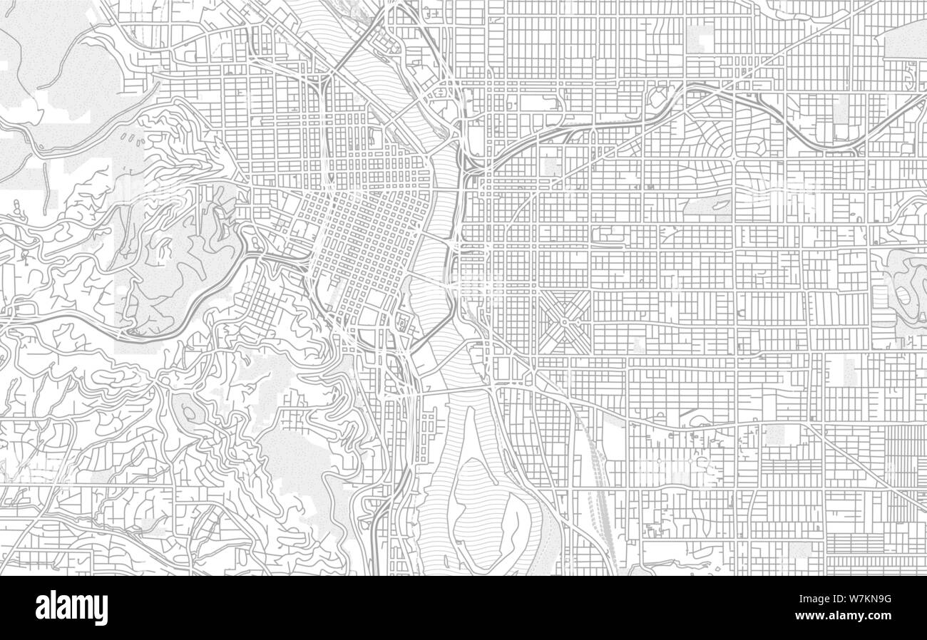 Portland, Oregon, USA, bright outlined vector map with bigger and minor ...
