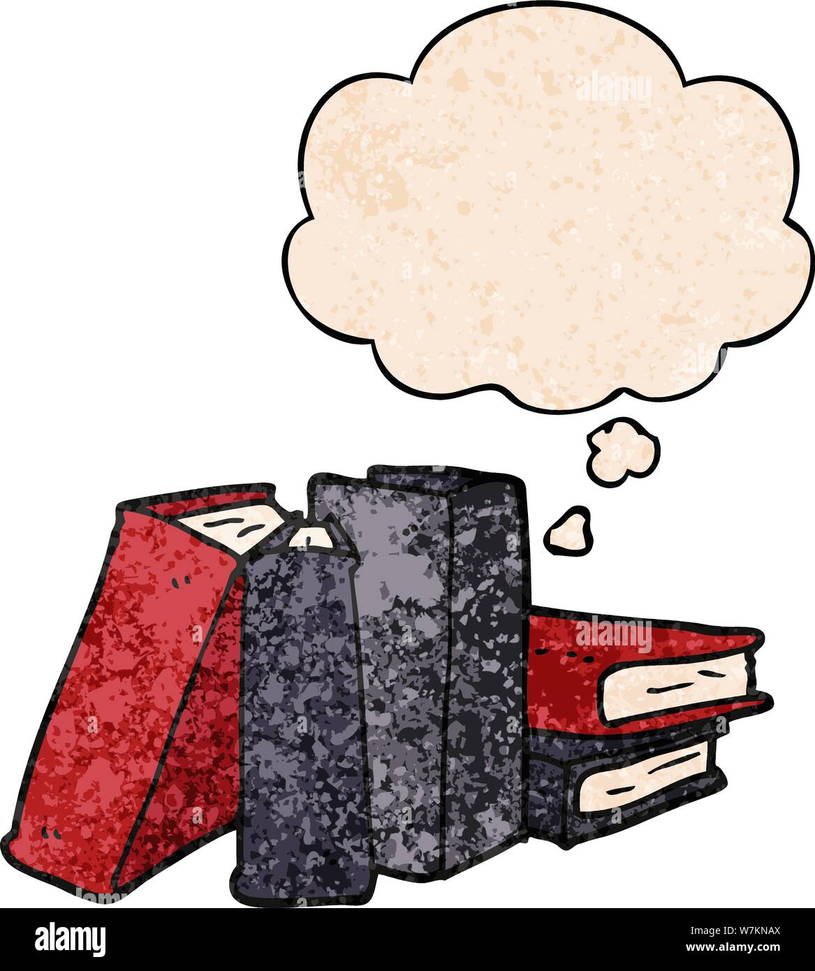 cartoon books with thought bubble in grunge texture style Stock Vector ...
