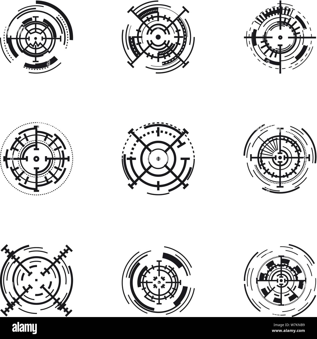 Digital target icon set. Simple set of 9 digital target vector icons ...