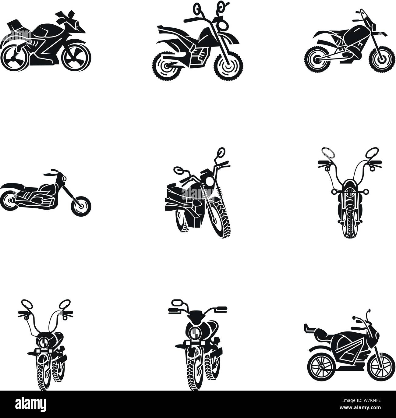 Racing motorbike icon set. Simple set of 9 racing motorbike vector ...