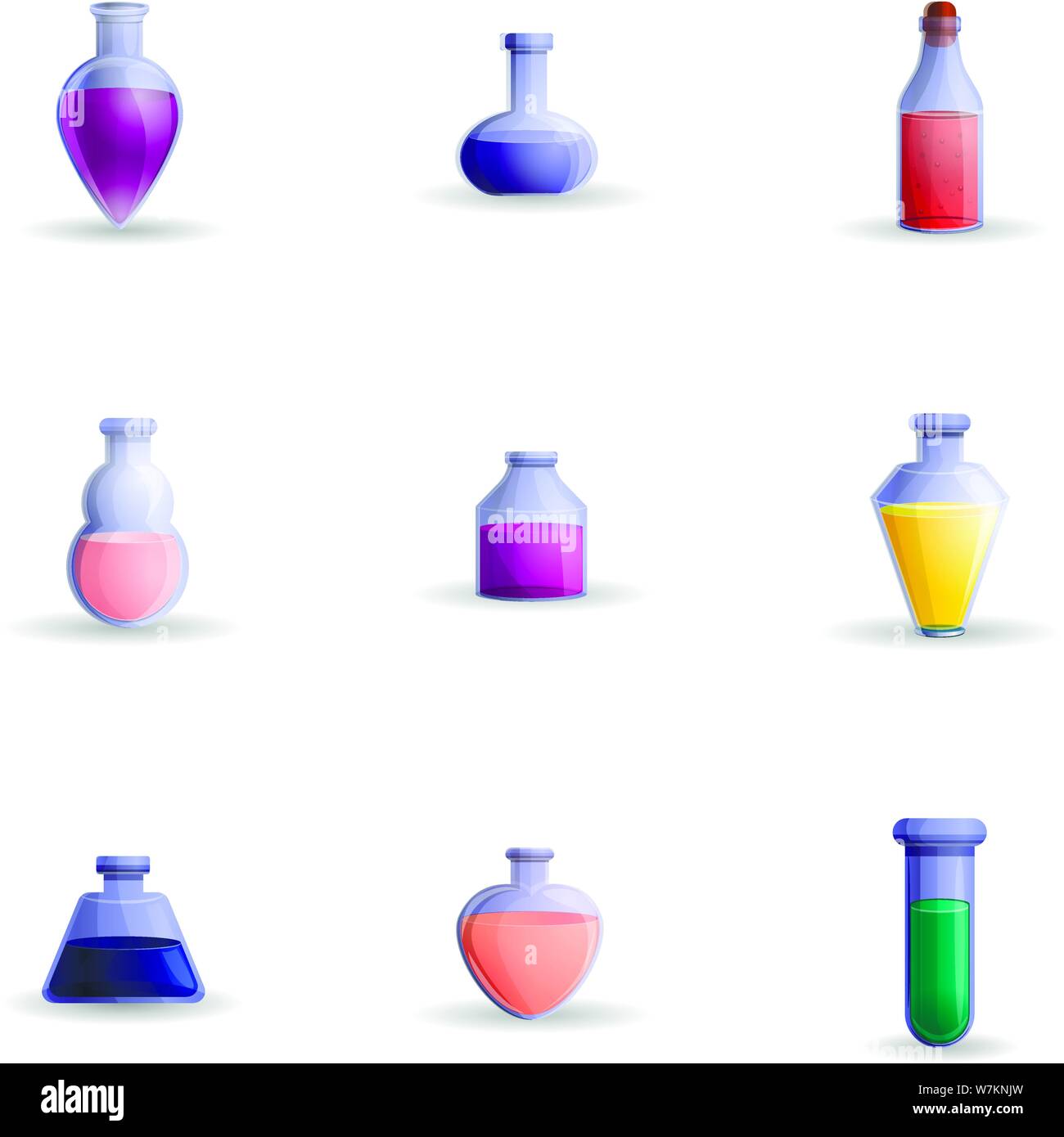 Toxic potion icon set. Cartoon set of 9 toxic potion vector icons for ...