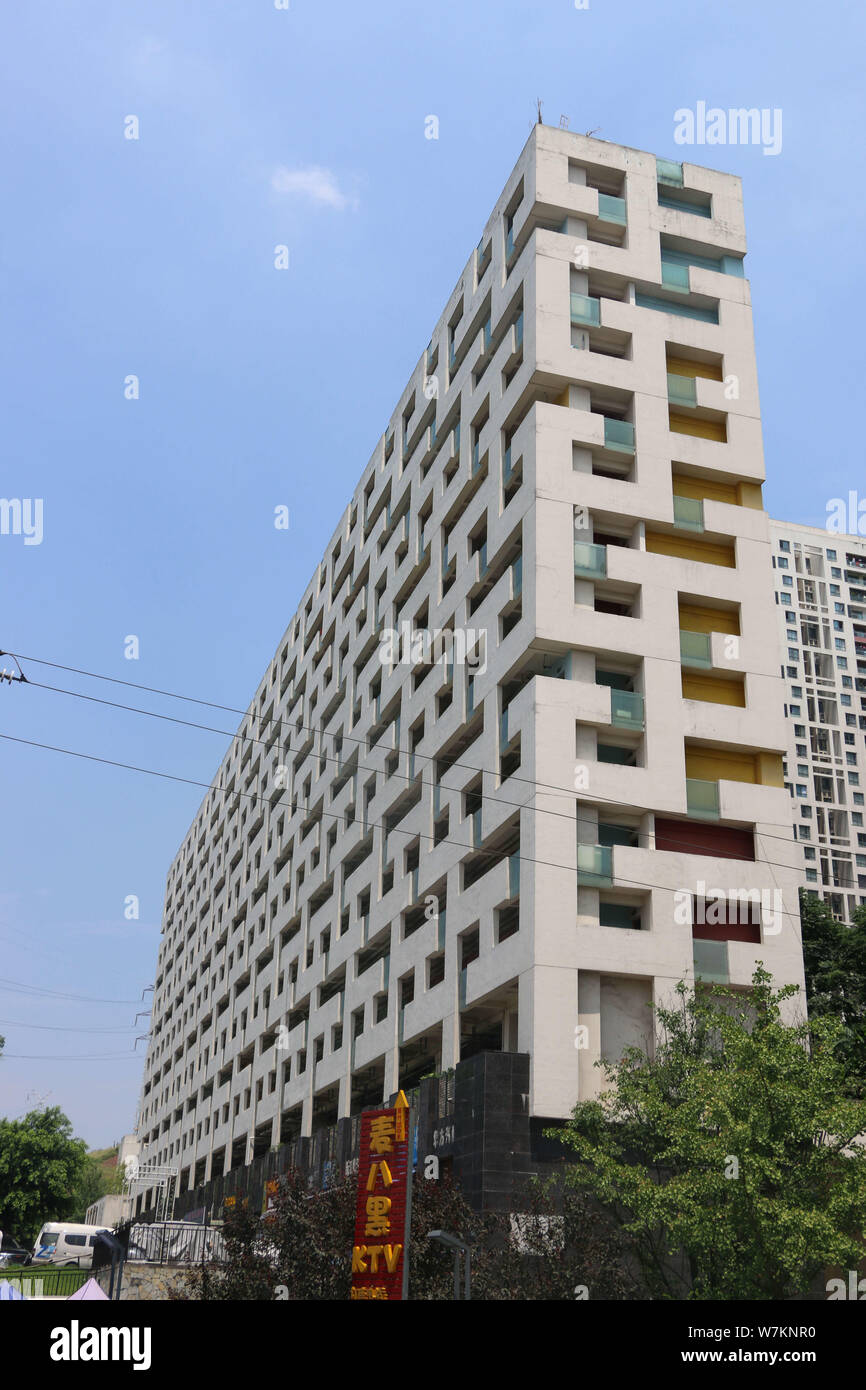 View of the residential building featuring the shape of QR Code on its ...