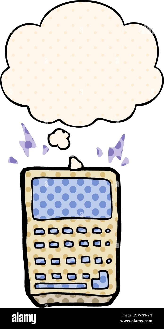 cartoon calculator with thought bubble in comic book style Stock Vector ...