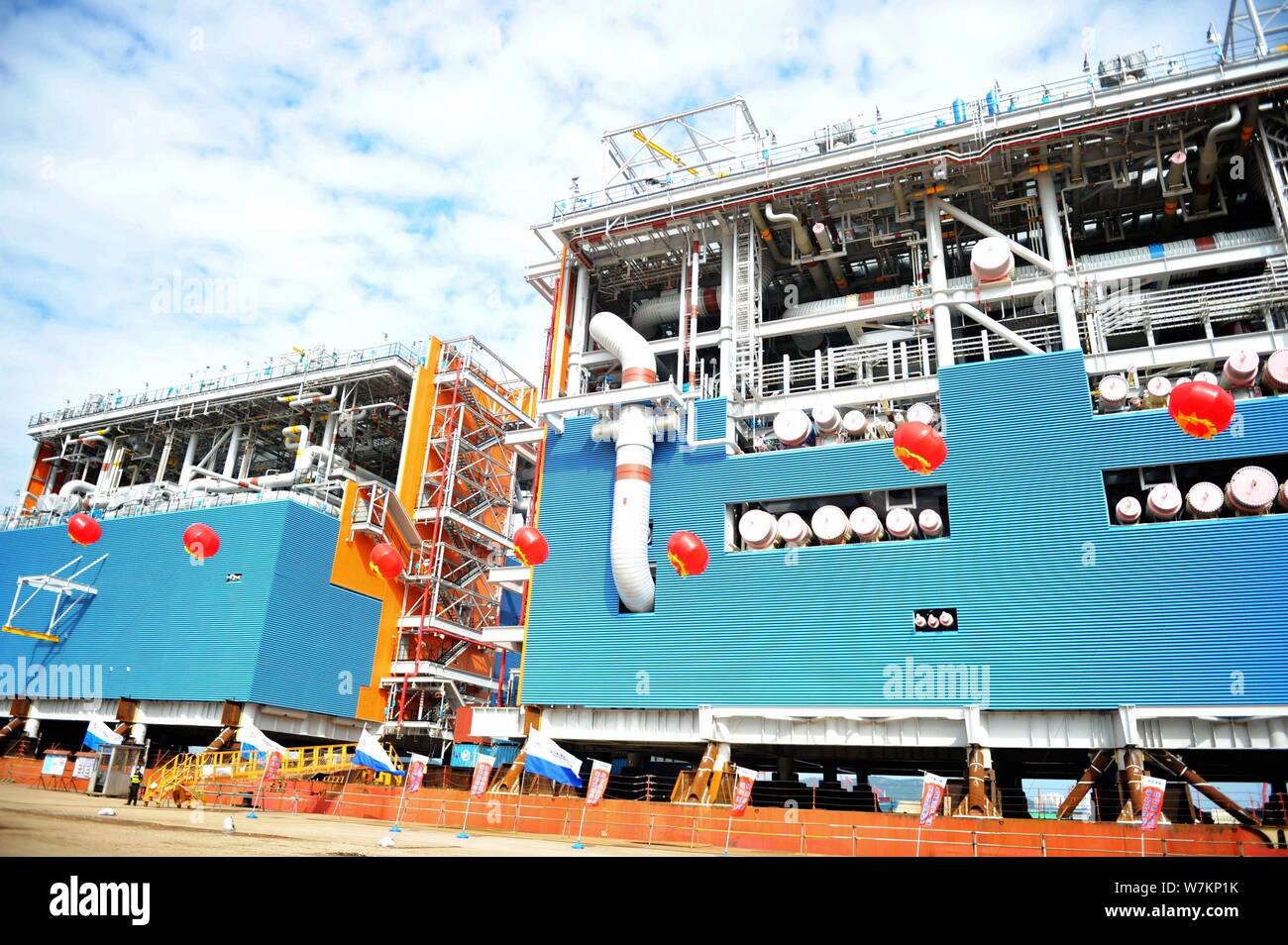 View of the last two module fabrications performed by Qingdao McDermott ...